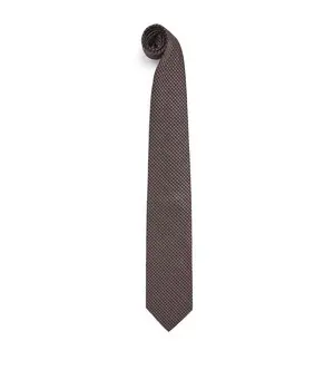 Pal Zileri Silk Geometric Jacquard Neck Tie - Brown