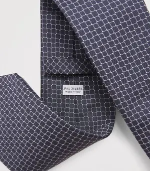Pal Zileri Silk Geometric Jacquard Neck Tie - Navy