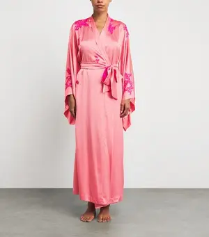TORLOWEI Silk Tokoni Long Kimono - Pink