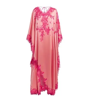 TORLOWEI Silk Kaftan With Lace Inserts - Pink