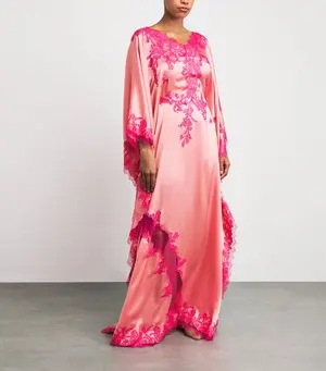 TORLOWEI Silk Kaftan With Lace Inserts