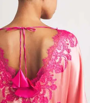 TORLOWEI Silk Kaftan With Lace Inserts