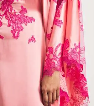 TORLOWEI Silk Kaftan With Lace Inserts
