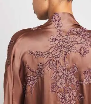 TORLOWEI Silk Tokoni Short Kimono - Brown