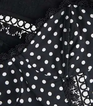 Charo Ruiz Ibiza Fiare Polka Dot Lace Trim Corset Top - Black