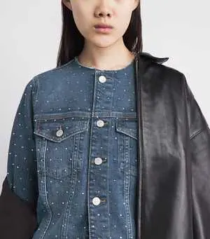 7 For All Mankind Rhinestone Embellished Denim Jacket
