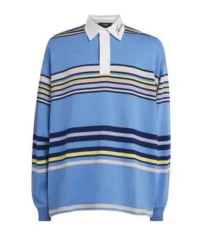Amiri Cotton Stripe Polo Shirt - Blue