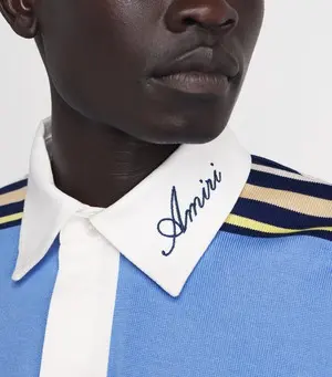 Amiri Cotton Stripe Polo Shirt - Blue