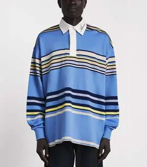 Amiri Cotton Stripe Polo Shirt - Blue