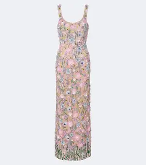 LA FUORI Embellished Floral-applique Gown - Multicoloured