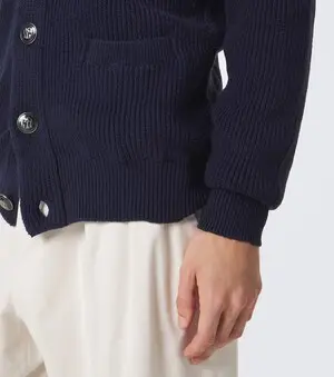 Brunello Cucinelli Cotton Shawl Collar Cardigan - Blue