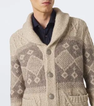 Brunello Cucinelli Intarsia Wool, Silk, And Cashmere Cardigan