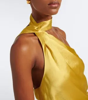 Staud Estelle One-shoulder Satin Maxi Dress - Yellow