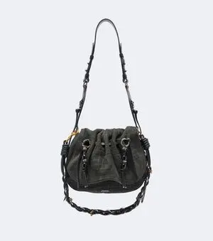 Isabel Marant Étoile Bolton Small Croc-effect Suede Shoulder Bag - Black