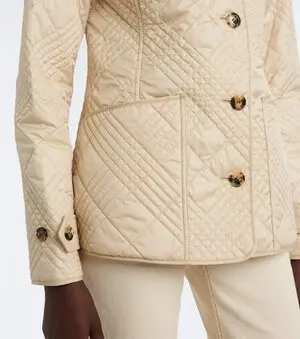 Burberry Fernleigh Quilted Jacket With Leather Trim