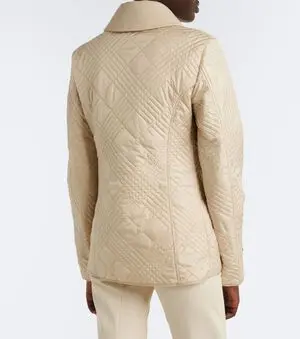 Burberry Fernleigh Quilted Jacket With Leather Trim