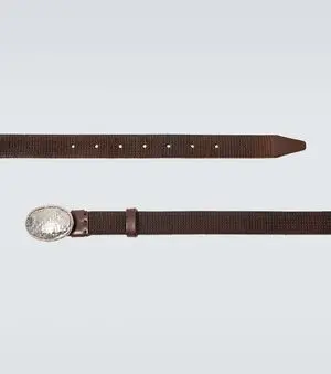 Brunello Cucinelli Leather Belt With Silver Tone Buckle