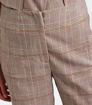 Veronica Beard Dova Cropped Cotton And Linen Wide-leg Pants - Brown