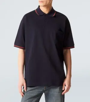 Gucci Web Stripe Cotton-blend Pique Polo Shirt