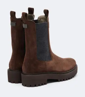 Brunello Cucinelli Monili Suede Chelsea Boots
