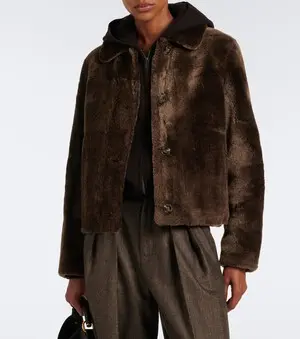 YVES SALOMON Shearling Jacket - Brown