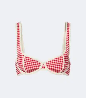 MONTCE Romy Gingham Seersucker Bikini Top - Red
