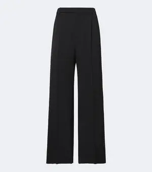 Saint Laurent Wool Gabardine Wide-leg Trousers - Black