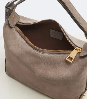 TOD'S Metal Dots Suede Top-handle Bag - Grey