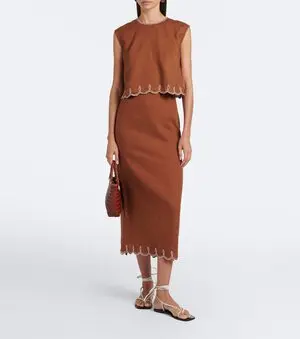 Veronica Beard Embroidered Linen Top
