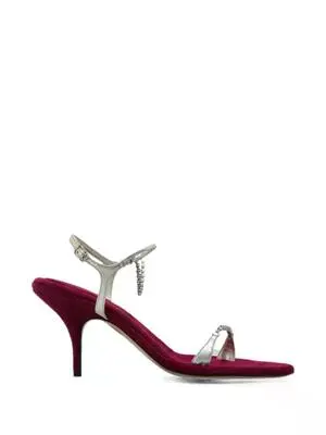 Chloé Chloé Zia Crystal-Embellished Leather Sandals Silver