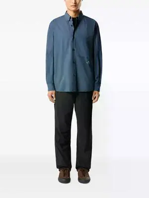 Stone Island Logo-embroidered Button-down Shirt - Blue