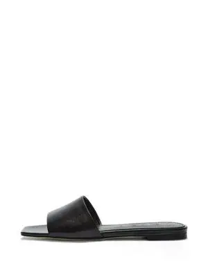 AeydĒ Anna Square-toe Leather Slides - Black
