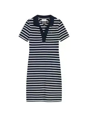 Tommy Hilfiger Striped Cotton Polo Mini Dress - Blue