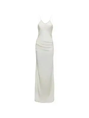 Victoria Beckham Cami Maxi Dress With Gathered Detailing And Open Back - White