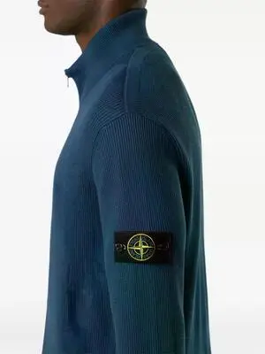 Stone Island Logo-patch Ribbed-knit Zip-fastening Cardigan