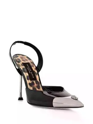 Philipp Plein Crystal Skull Slingback Pumps