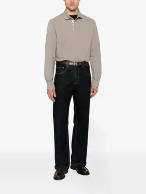 Etro Pegaso-embroidered Long-sleeve Polo Shirt