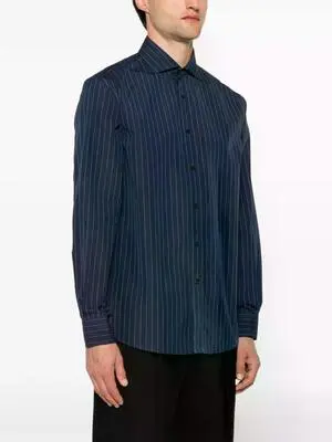 Brunello Cucinelli Pinstripe-print Long-sleeve Shirt - Blue