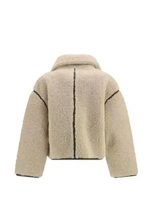 Pinko Faux Shearling And Faux Leather Trim Jacket