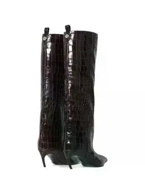 Attico Lea Croc-print Pointed Boots