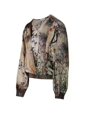 PIERRE-LOUIS MASCIA Floral Print V-neck Blouse