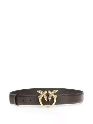 Pinko Love Birds Buckle Leather Belt - Brown