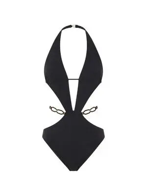GOTTEX Halterneck Cut-out Swimsuit With Chain Detail - Black