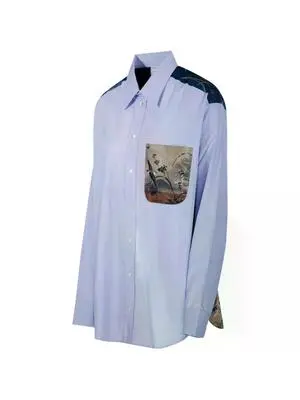 PIERRE-LOUIS MASCIA Panelled Graphic-print Shirt