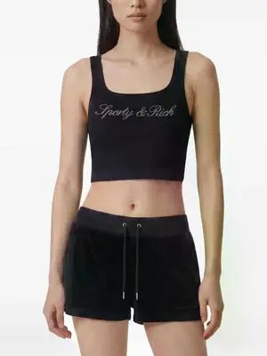 Sporty & Rich Embellished Cropped Tank Top