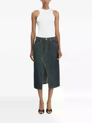 Victoria Beckham Kick Pocket Pleated Midi Skirt