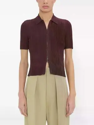 Victoria Beckham Ribbed Zip-up Short-sleeve Cardigan