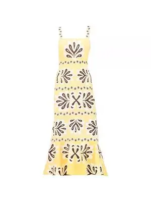 Alexis Sirena Graphic-print Midi Dress - Yellow
