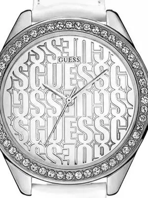 Guess Logo-print 36mm Watch With Crystal-embellished Bezel - Silver