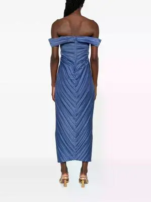 Cult Gaia Natalie Off-shoulder Pleated Midi Dress